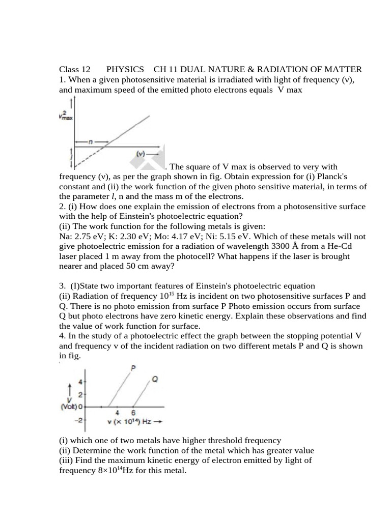 ch 11Class 12 PHYSICS | PDF | Photoelectric Effect | Electromagnetic Radiation