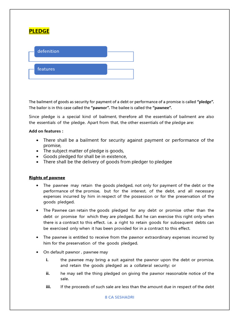 Pledge Marathon Material | PDF | Debt | Business Law