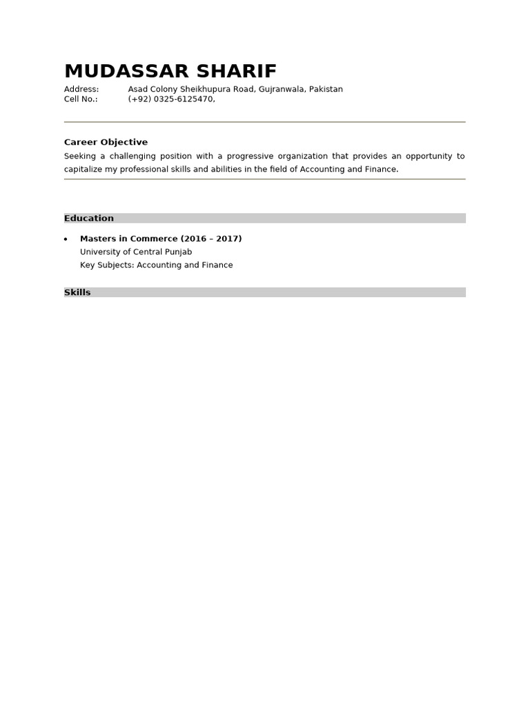 CV - Mudassar Sharif | PDF
