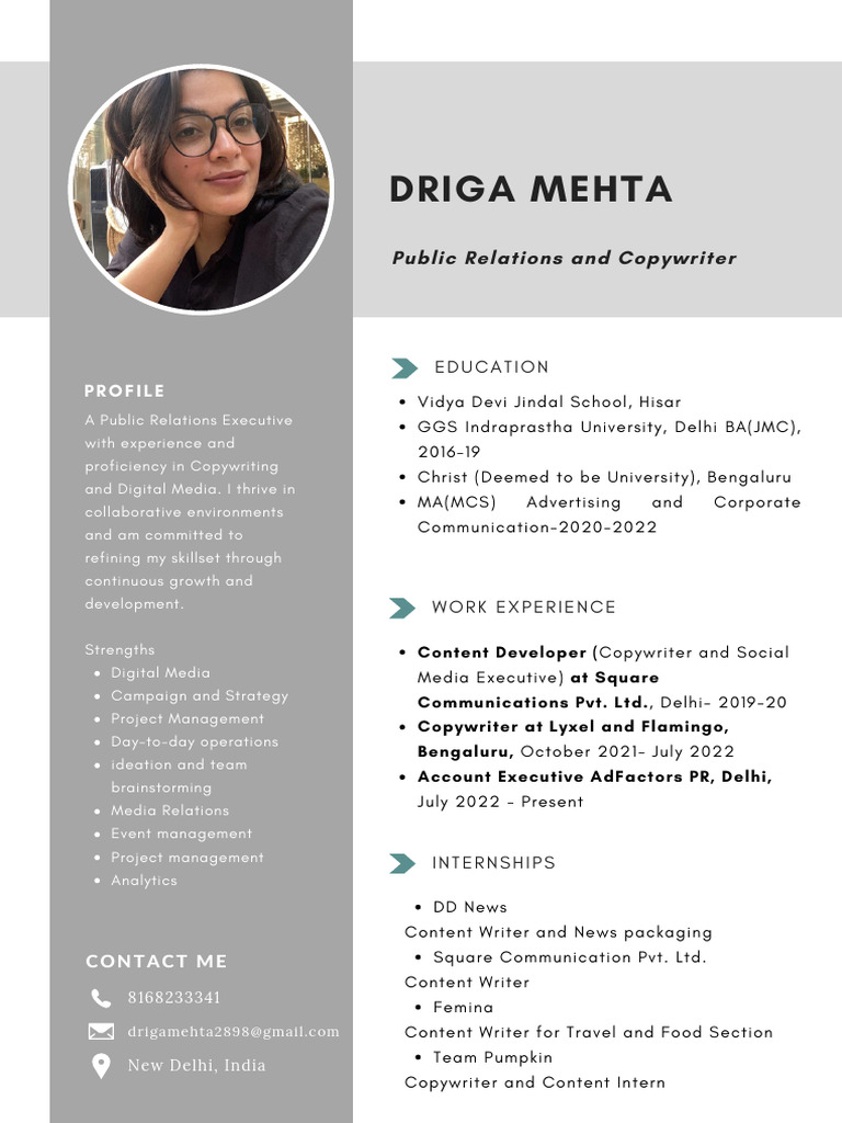 PR Professional with Copywriting Experience | PDF