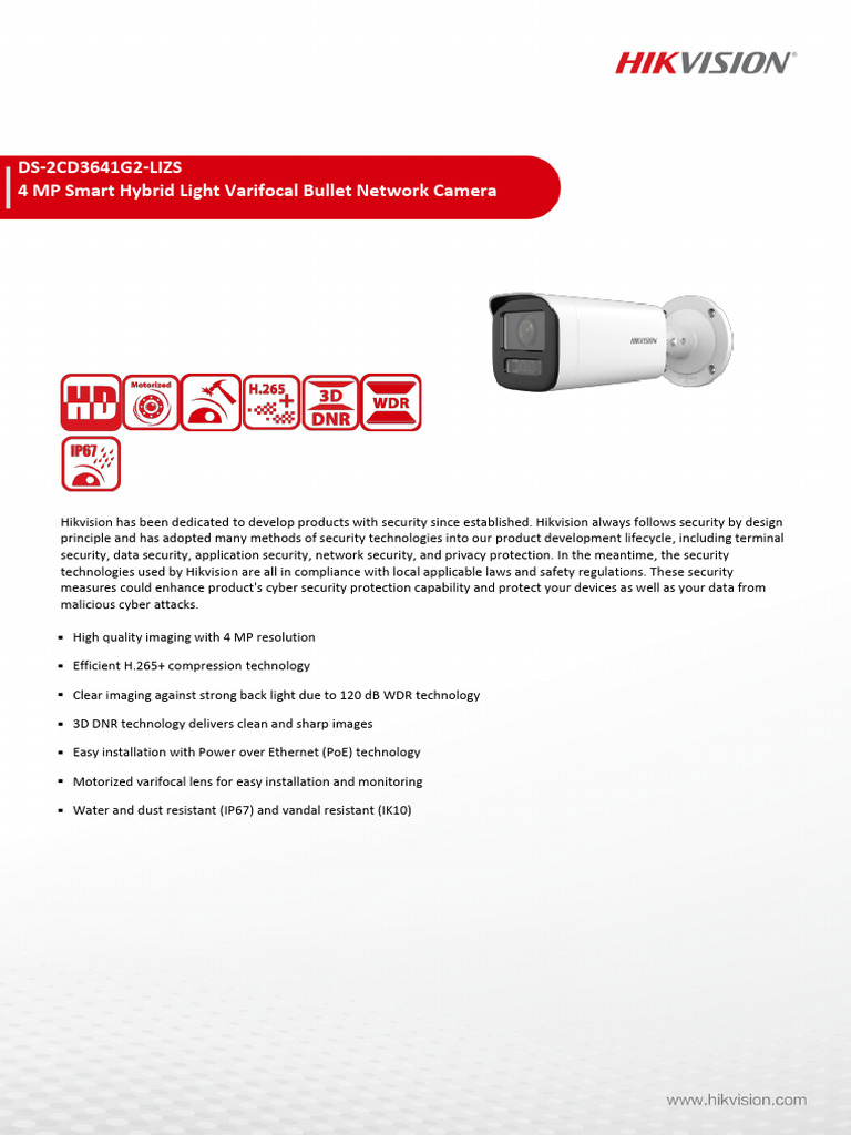 DS-2CD3641G2-LIZS Datasheet 20241104 | PDF | Camera Lens | Camera