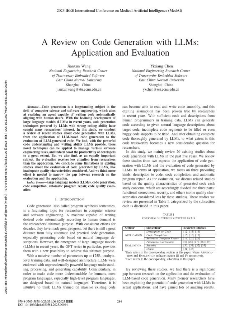 A - Review - On - Code - Generation - With - LLMs - Application - and - Evaluation 2 | PDF ...