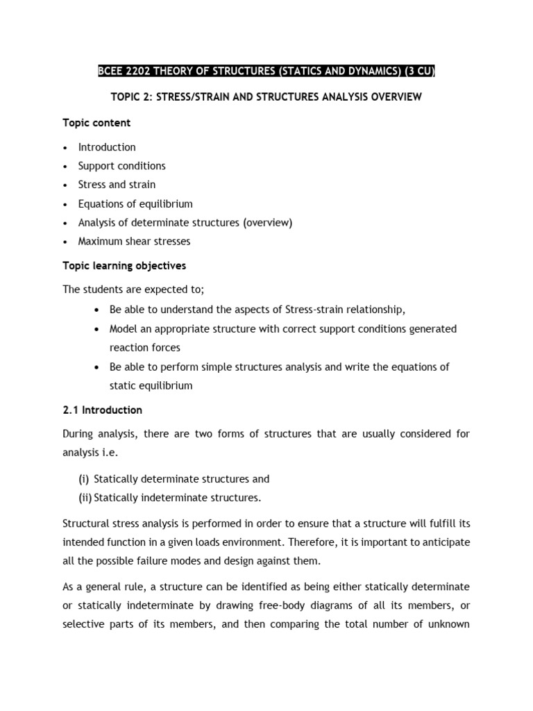 TOS_Topic 2_Stres strain and structures analysis | PDF | Young's ...