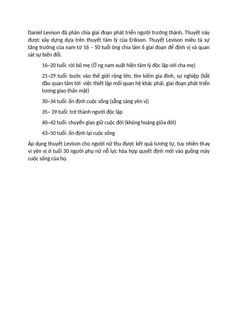 Thuyết Tâm Lý Levison | PDF