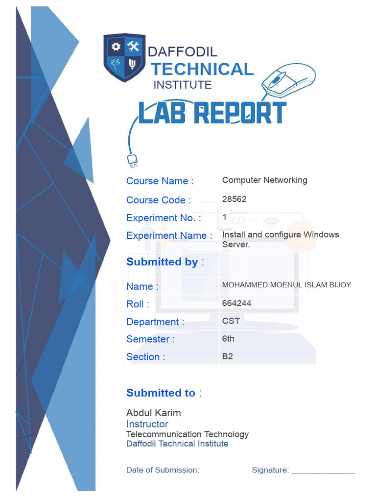 Computer Networking Ex1 Cover Page | PDF