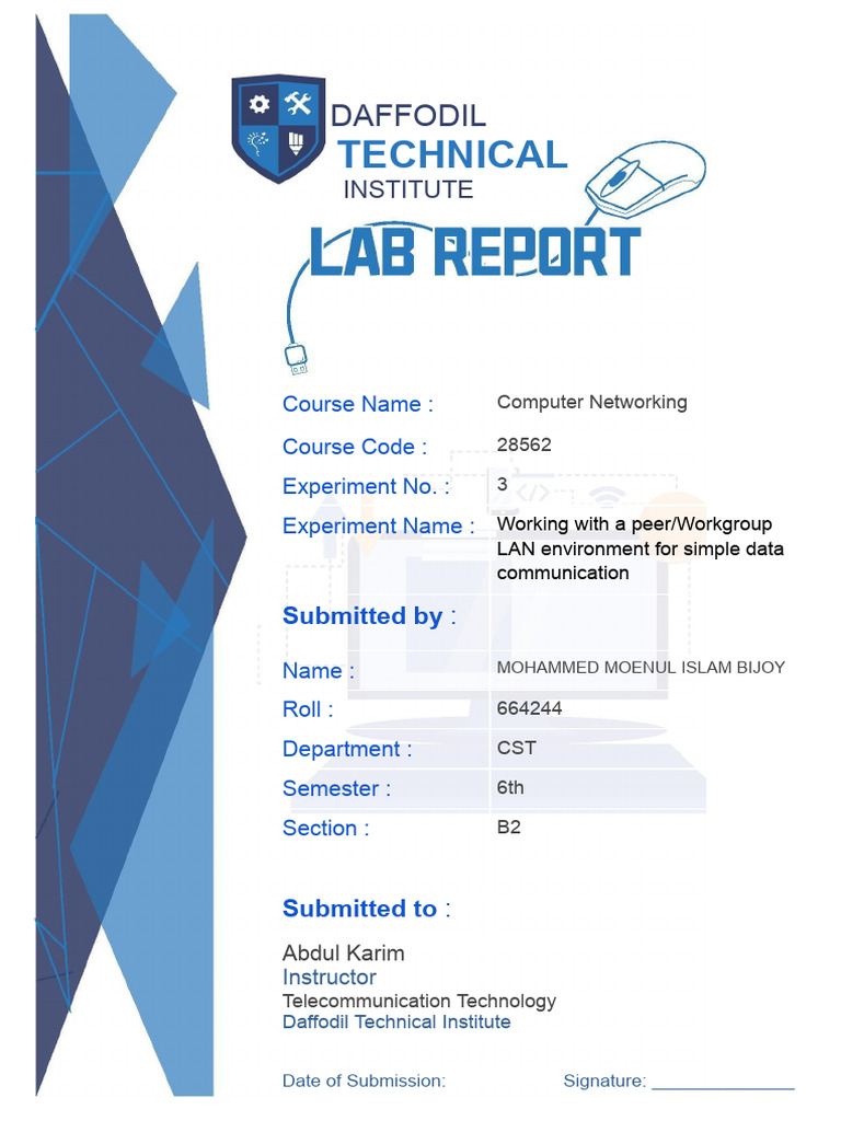 Computer Networking Ex3 Cover Page | PDF