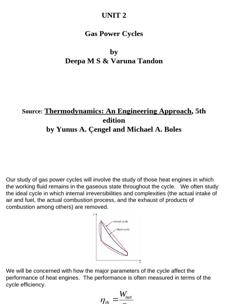 Unit 2 Gas Power Cycles | PDF | Engineering | Physical Quantities