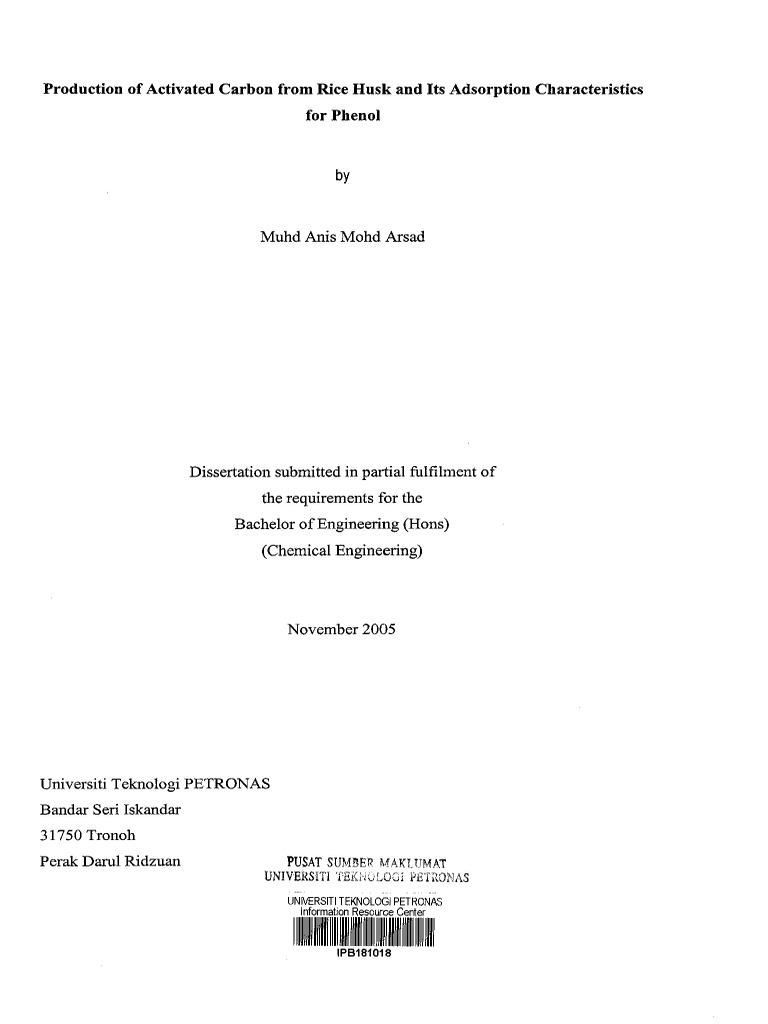 2005 - Production of Activated Carbon From Rice Husk and Its Adsorption Characteristics for ...