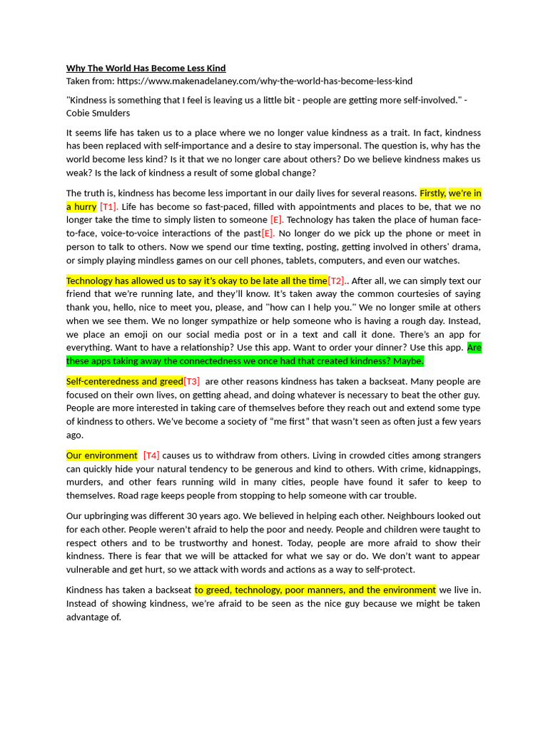 Why The World Has Become Less Kind | PDF | Empathy | Human Communication