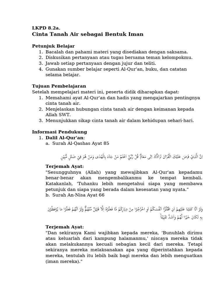 1 LKPD 8 Cinta Tanah Air | PDF