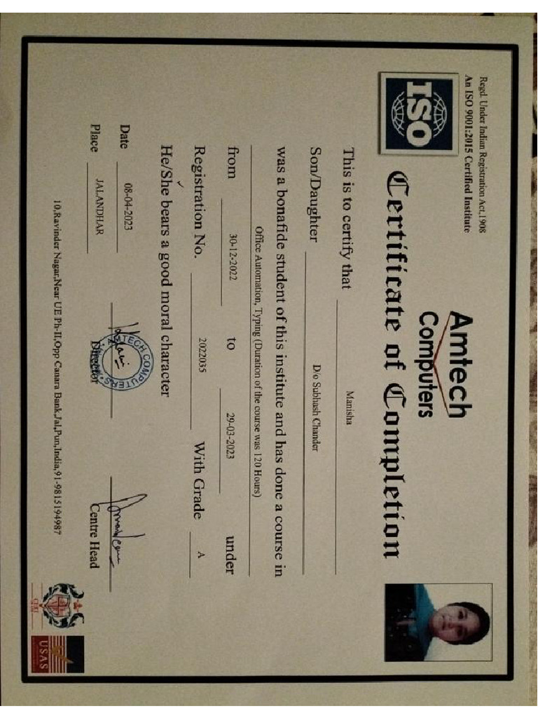 computer certificate 120 hours | PDF