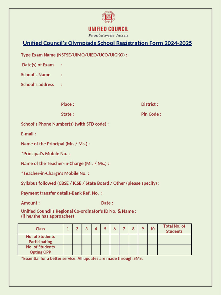 UC Olympiads Registration School Details-2024-2025 | PDF