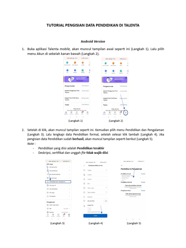 Tutorial Pengisian Data Pendidikan Di Talenta | PDF