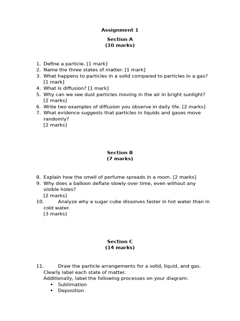 HS2_Science_Assignment 1_State of Matter | PDF