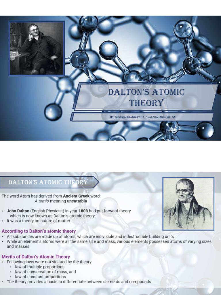 Presentation - Dalton's Atomic Theory | PDF | Atoms | Chemical Elements