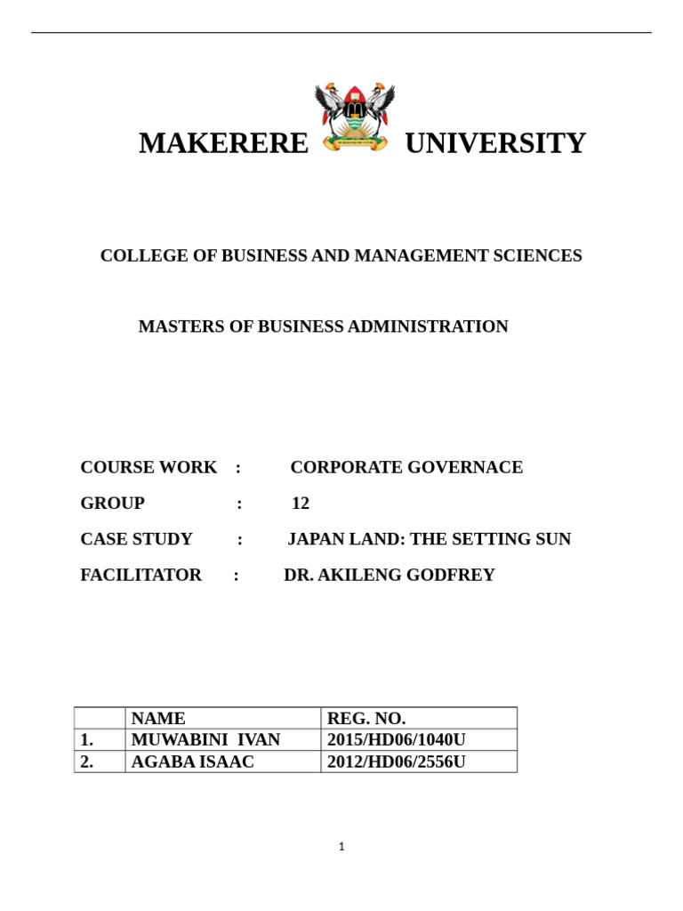 Case Study Japan Land | PDF | Corporate Governance | Governance