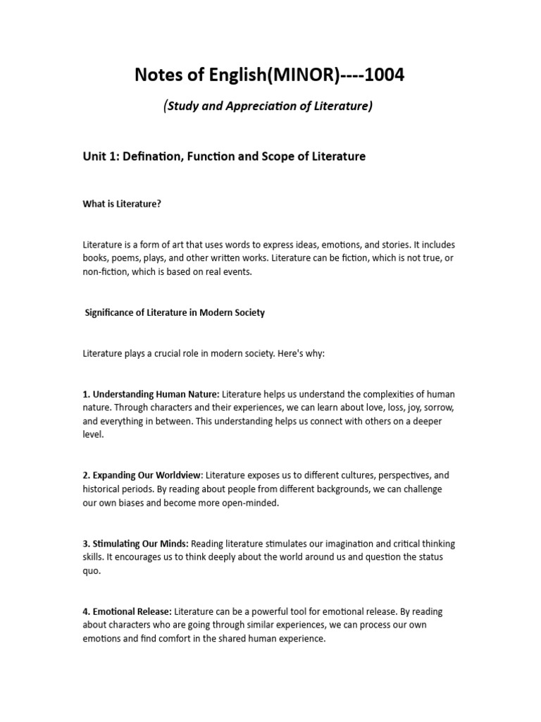 BA 1st Year English Literature Notes | PDF | Poetry