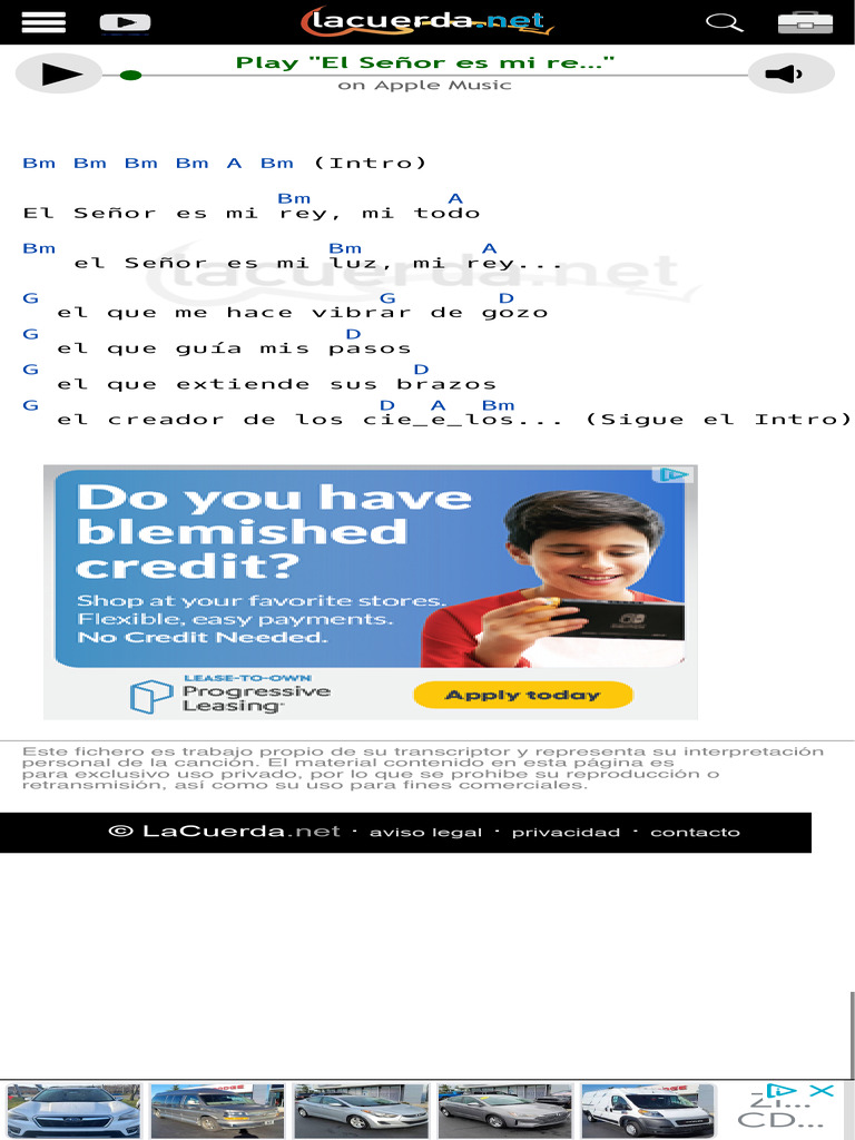 Acordes "El Señor es mi Rey" Bm A G D | PDF