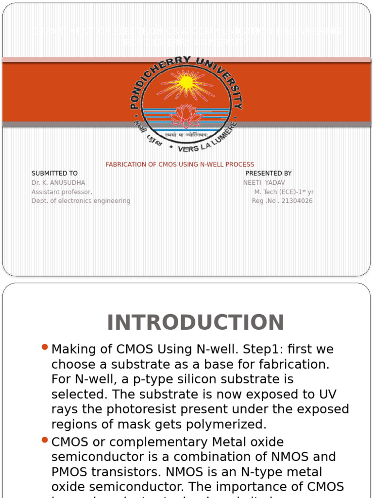 N-Well CMOS Fabrication Process | PDF | Mosfet | Cmos
