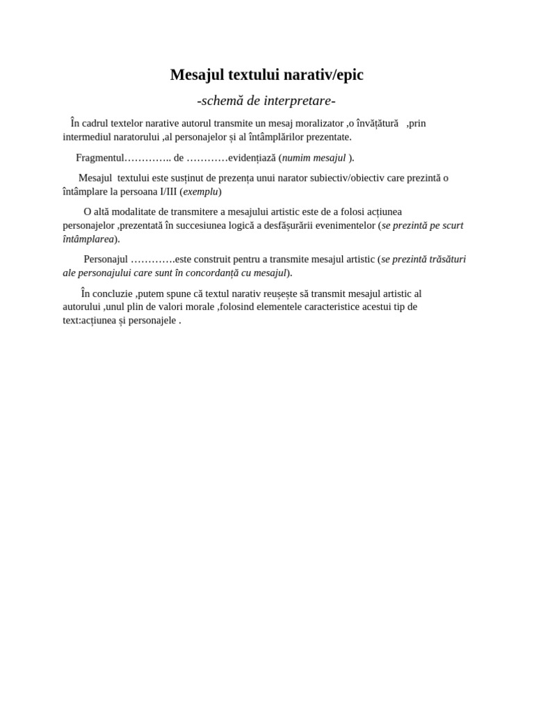 Mesajul Textului Epic | PDF