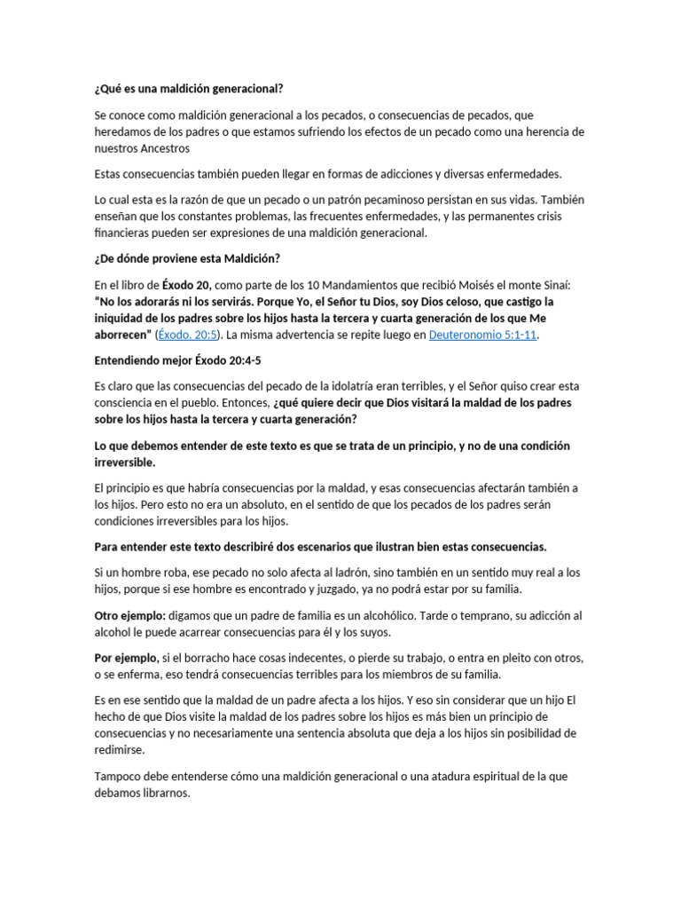 Entendiendo las maldiciones generacionales | PDF | Pecado | Cristo (título)