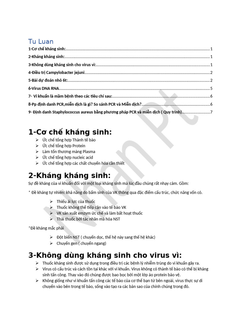 1-Cơ chế kháng sinh:: Tu Luan | PDF