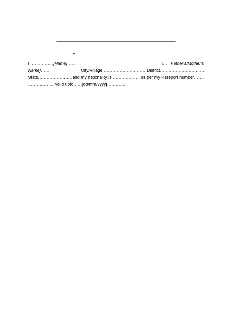 Self Declaration of Character and Nationality | PDF
