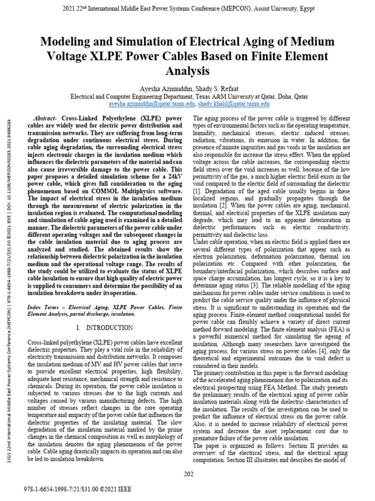 Electrical Aging in XLPE Cables | PDF | Dielectric | Insulator ...