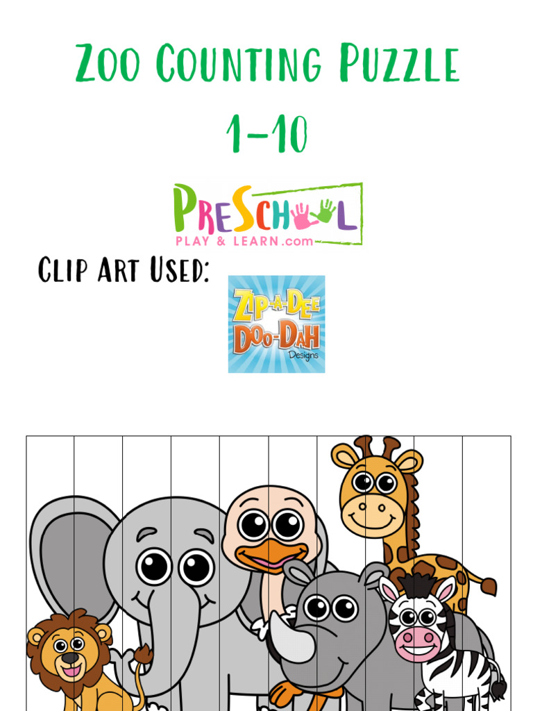 Zoo Counting Puzzles - Preschool Play and Learn | PDF