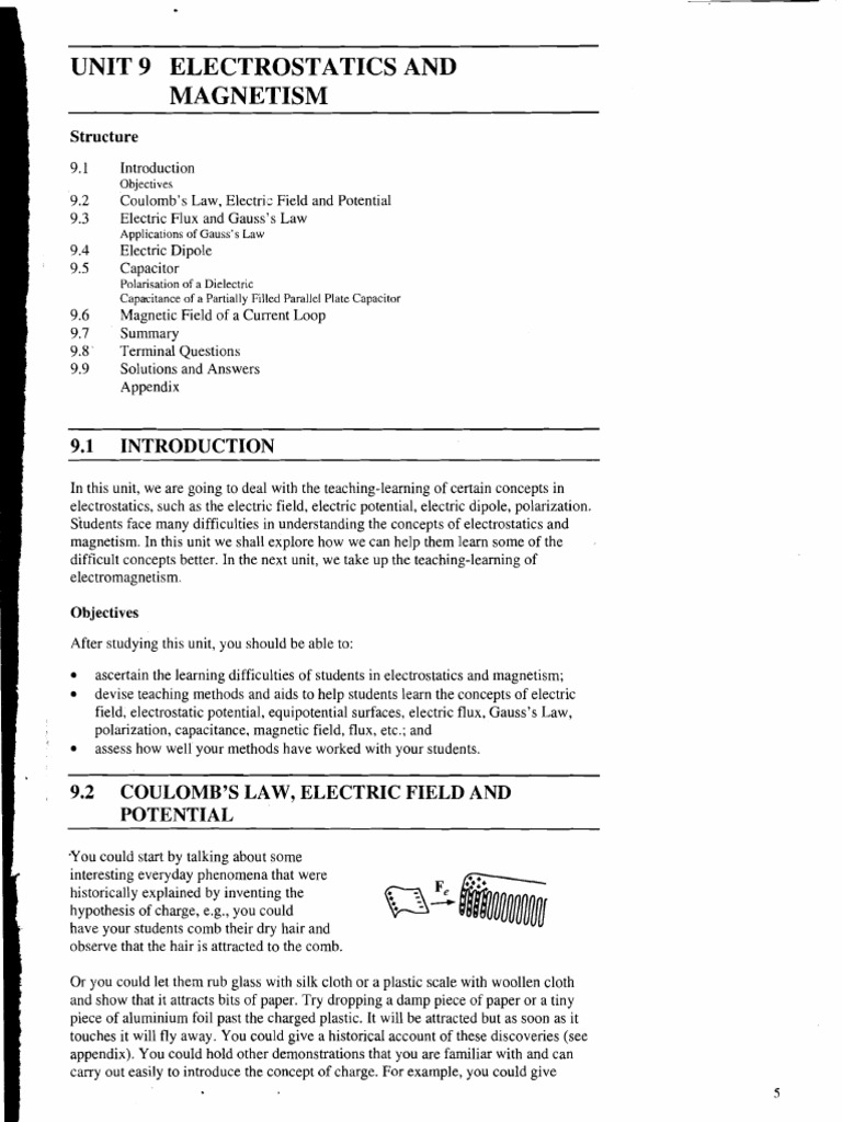 Electrostatics and Magnetism Concepts | PDF | Electric Charge | Dipole