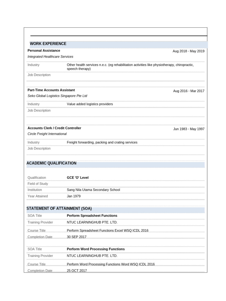 Example 6 - Table Resume | PDF