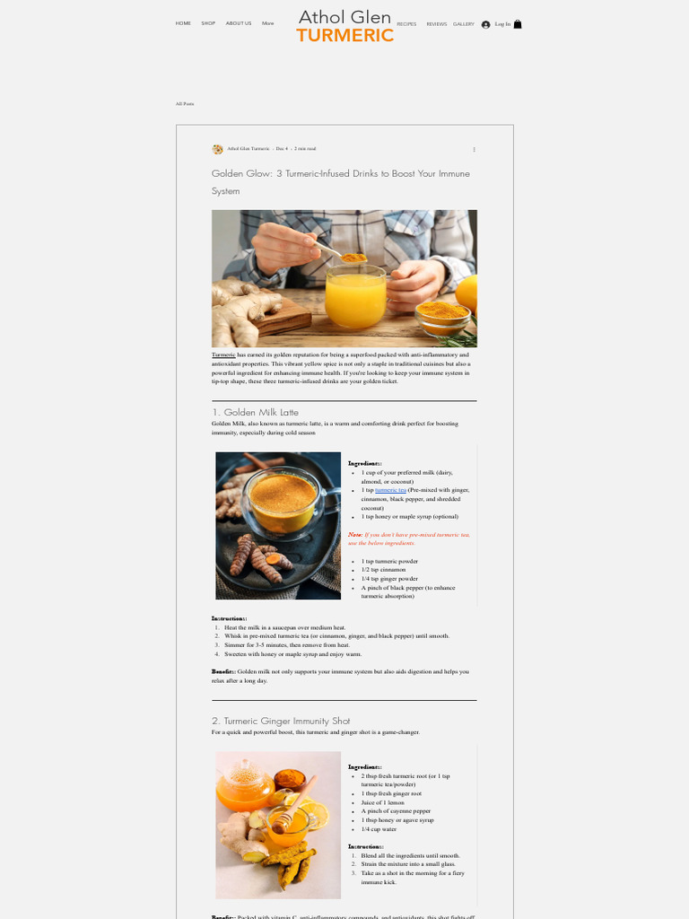 Golden Glow: 3 Turmeric-Infused Drinks to Boost Your Immune System | PDF | Turmeric | Drink