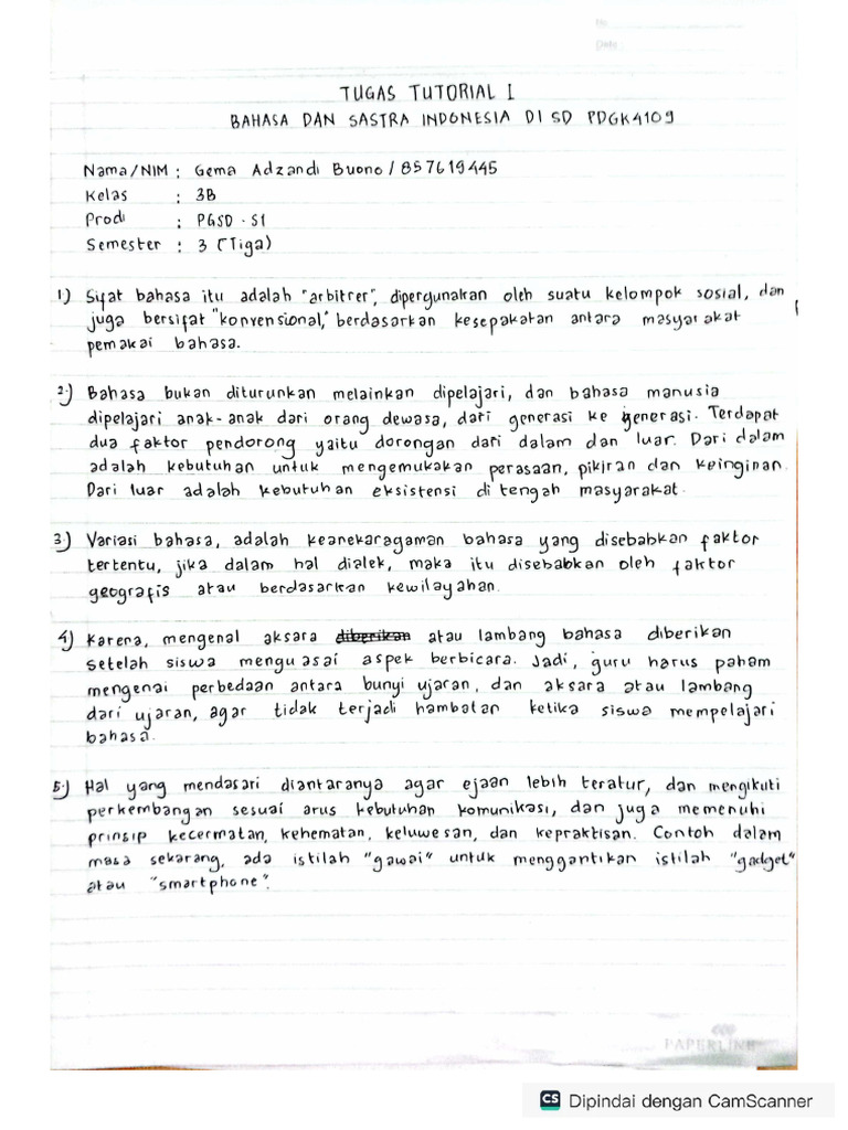 Tt1 Bahasa Indonesia Gema 3b | PDF