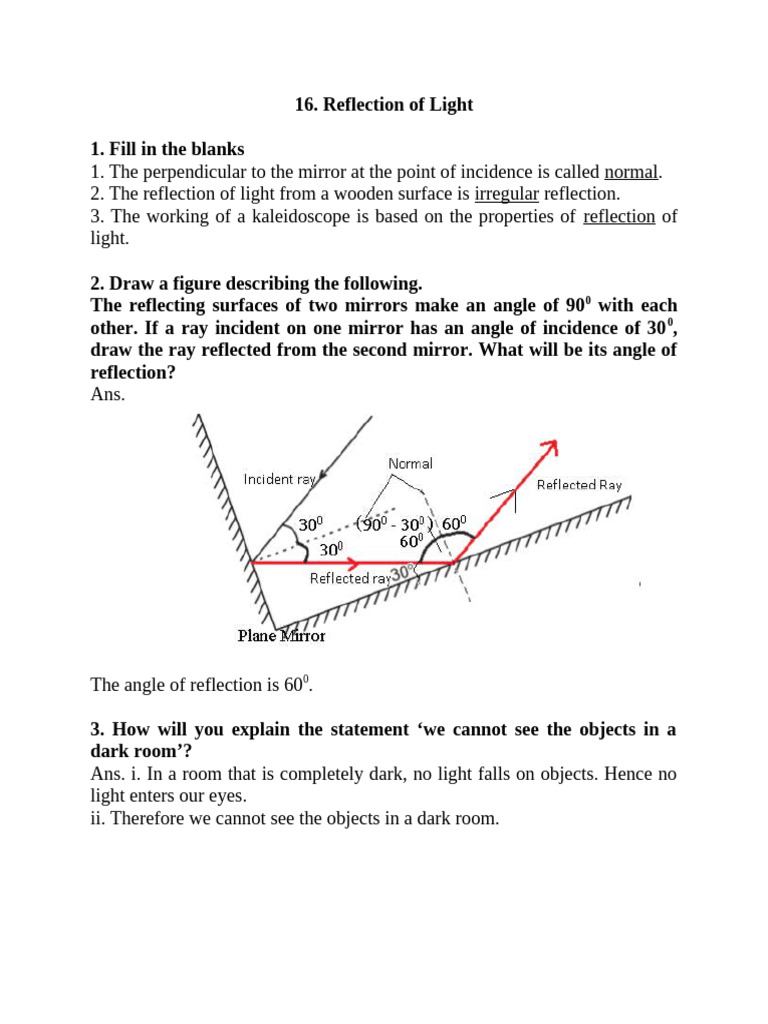 Light Reflection Basics for Students | PDF | Reflection (Physics) | Mirror