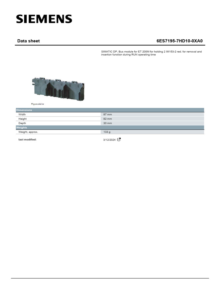 SIMATIC DP Bus Module Data Sheet | PDF