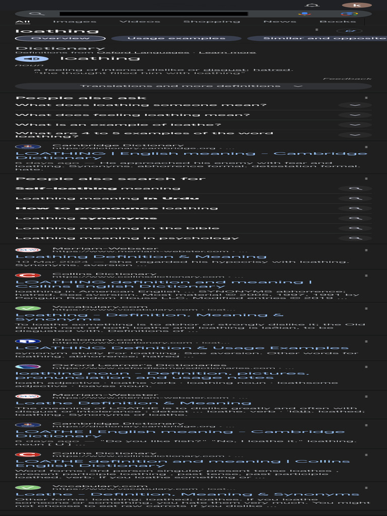 Loathing Meaning - Google Search | PDF | Verb | Adjective