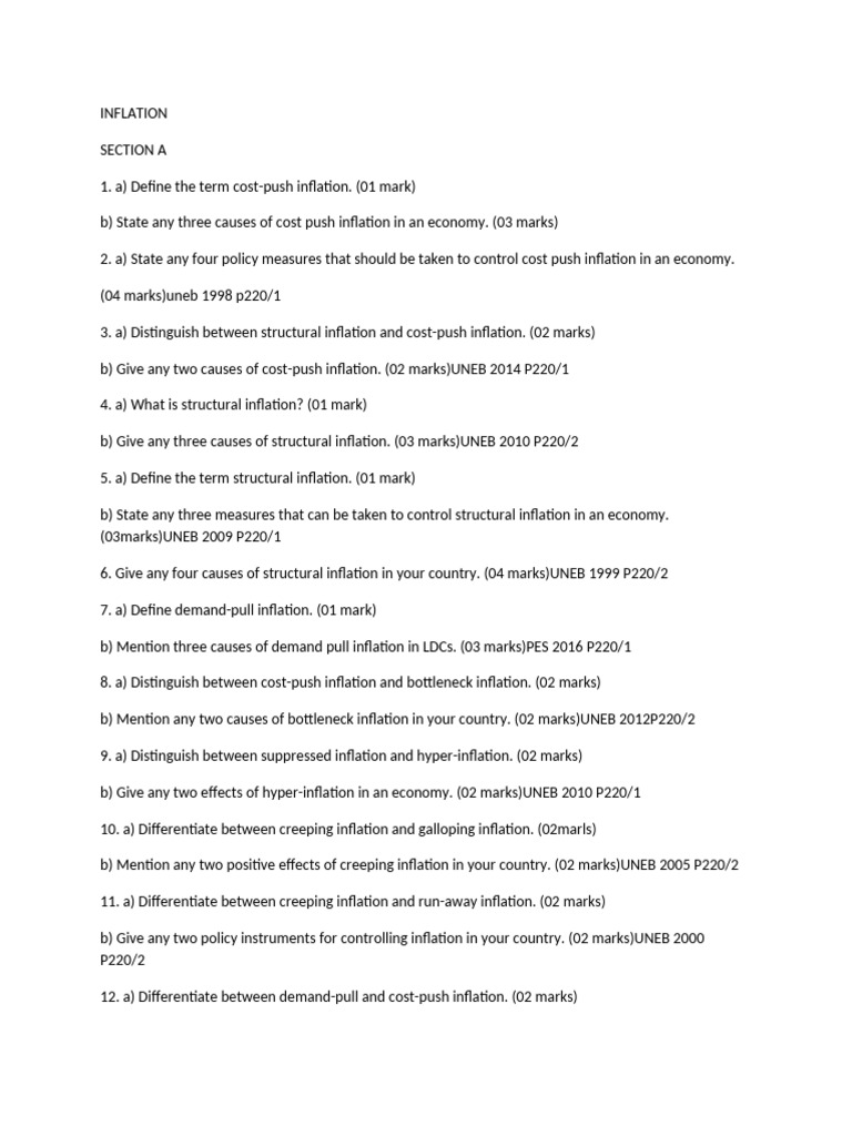 INFLATION Questions | PDF | Inflation | Trade