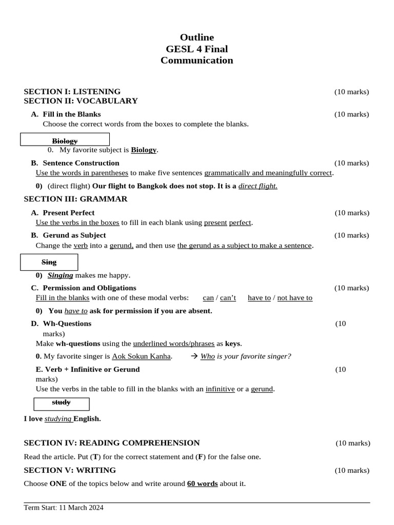 GESL 4 Com Final Exam Outline | PDF