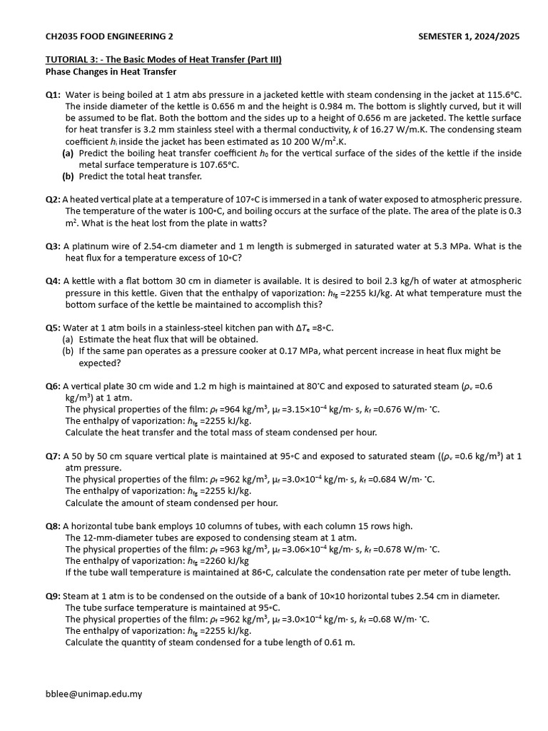 Tutorial 3 - Suggested - Solution | PDF | Heat Transfer | Water