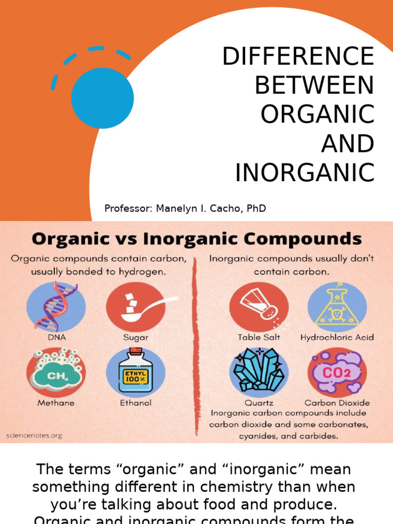 Organic vs Inorganic Compounds Explained | PDF | Organic Compounds ...