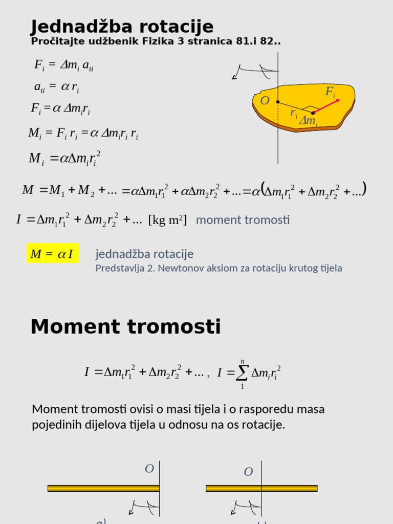Jednadžba Rotacije. Moment Tromosti | PDF