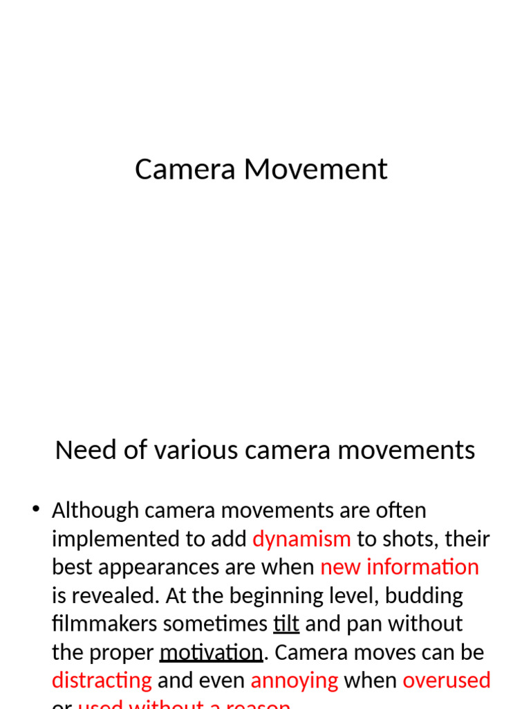 Understanding Camera Movements | PDF | Optics | Filmmaking