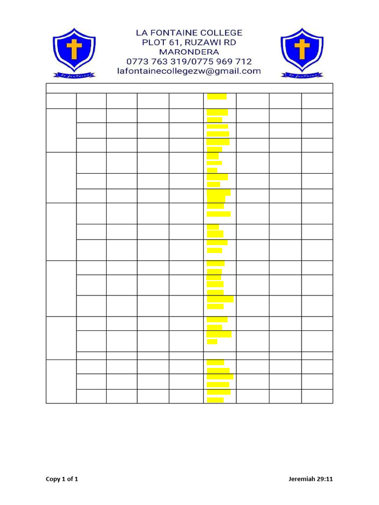 Internal Exams Timetable Term 3 2024 | PDF