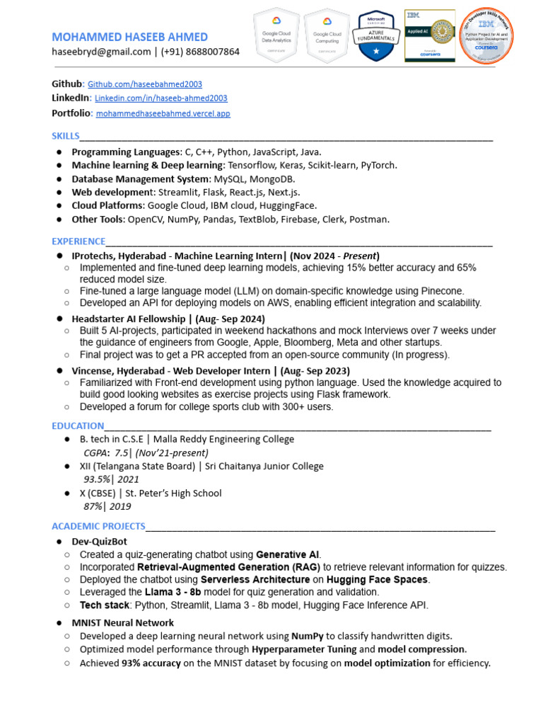 Resume U | PDF | Artificial Neural Network | Machine Learning