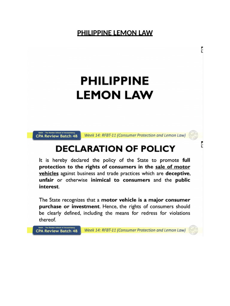 Lemon Law | PDF