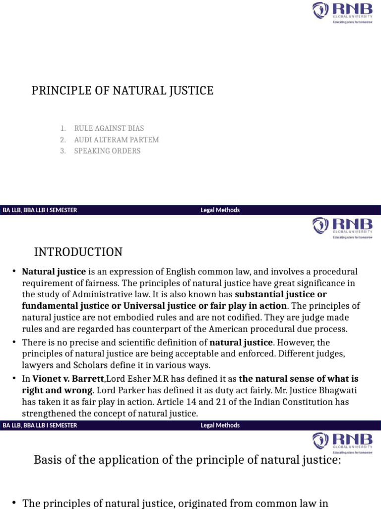 Principles of Natural Justice | PDF | Political Law | Public Law