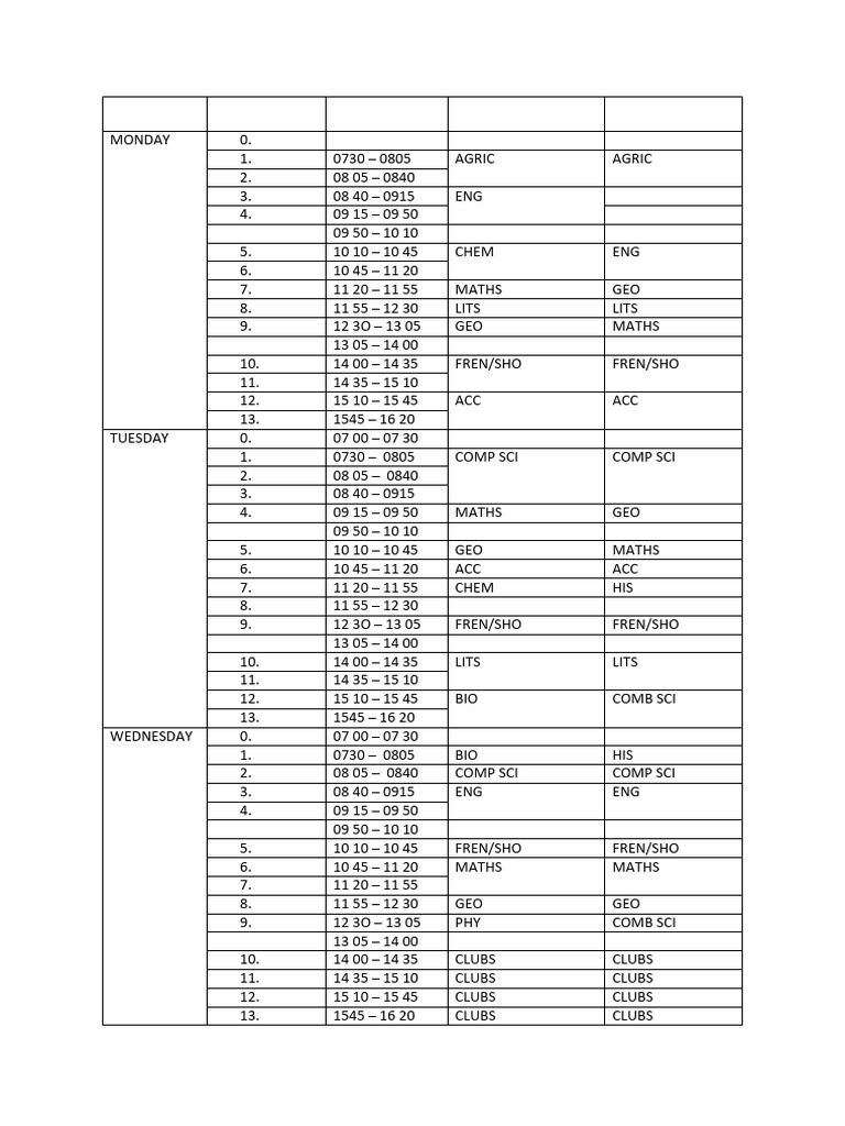 S3 Timetable | PDF