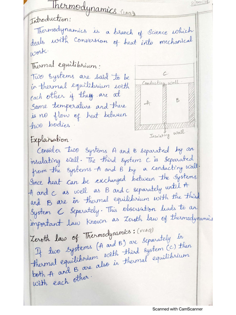 zeroth law of thermodynamics | PDF