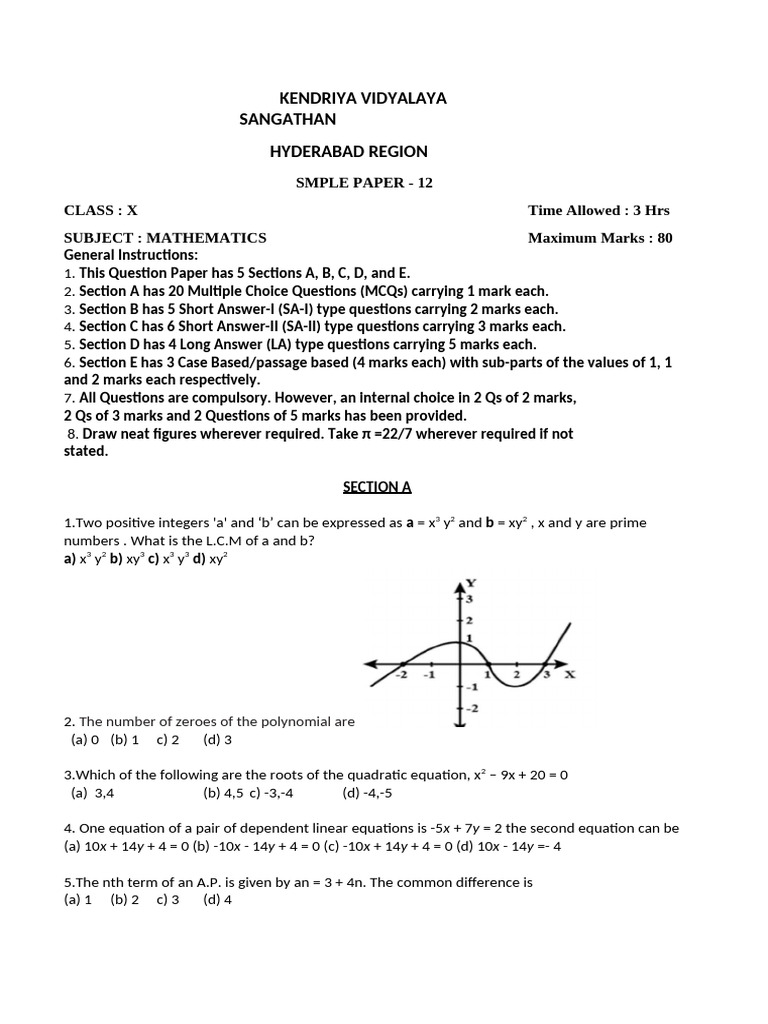 SAMPLE PAPER 12 | PDF | Equations | Circle