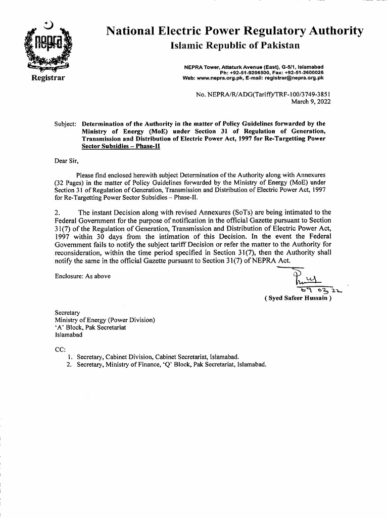 TRF-100 XWDISCOs 26-11-2019 25610-12 | PDF | Subsidy | Tariff